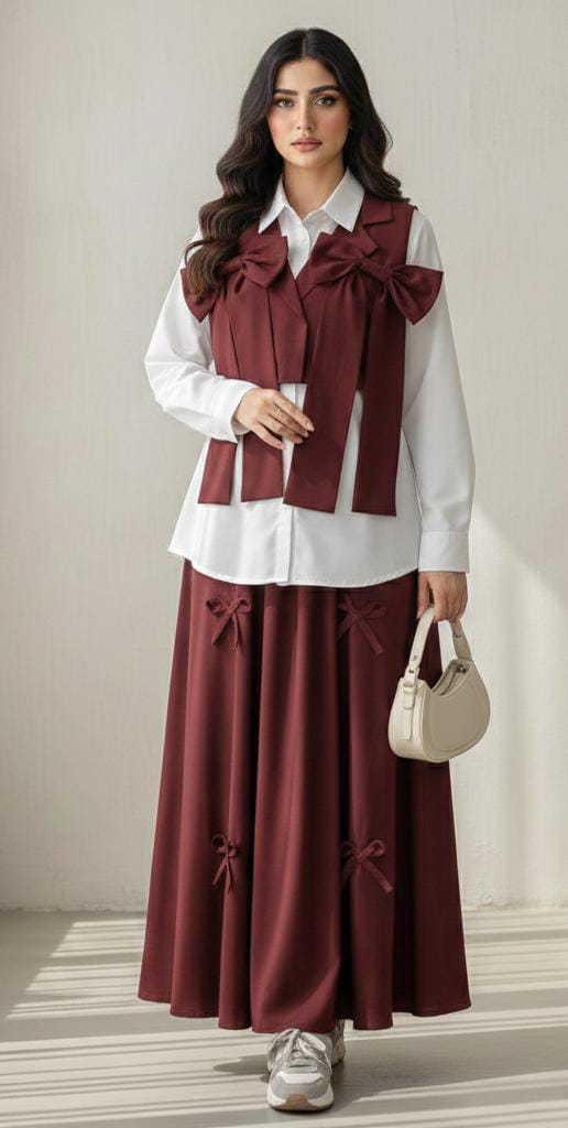 Bow Waist-Coat & Skirt – Noor Fashion